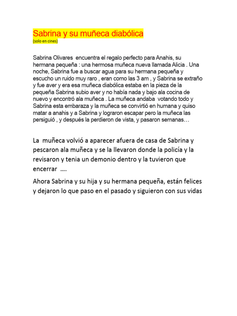 Sabrina y Su Muñeca Diabólica | PDF