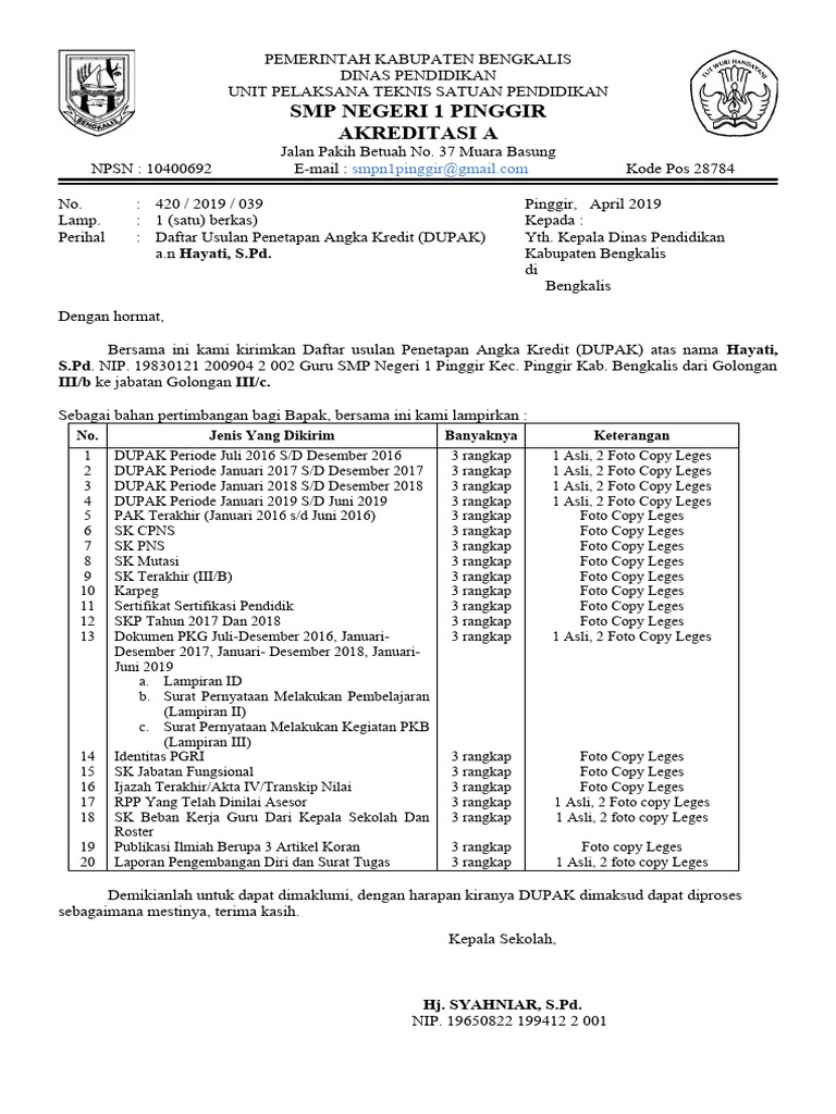 Surat Pengantar Naik Pangkat | PDF