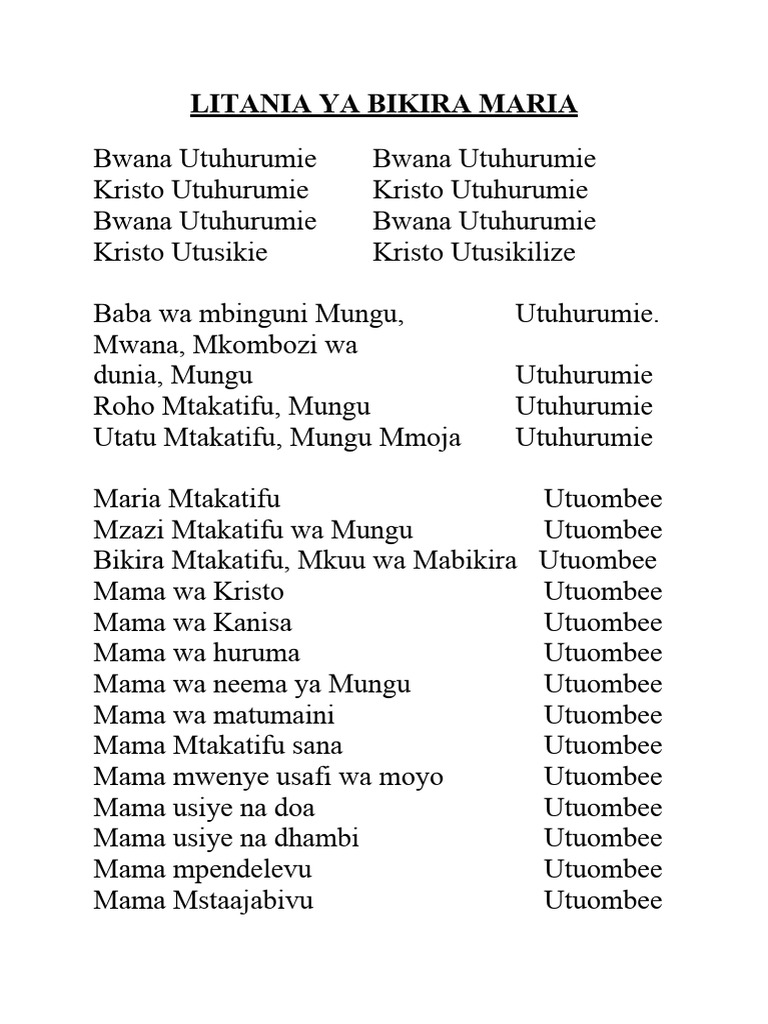 Litania Ya Bikira Maria | PDF