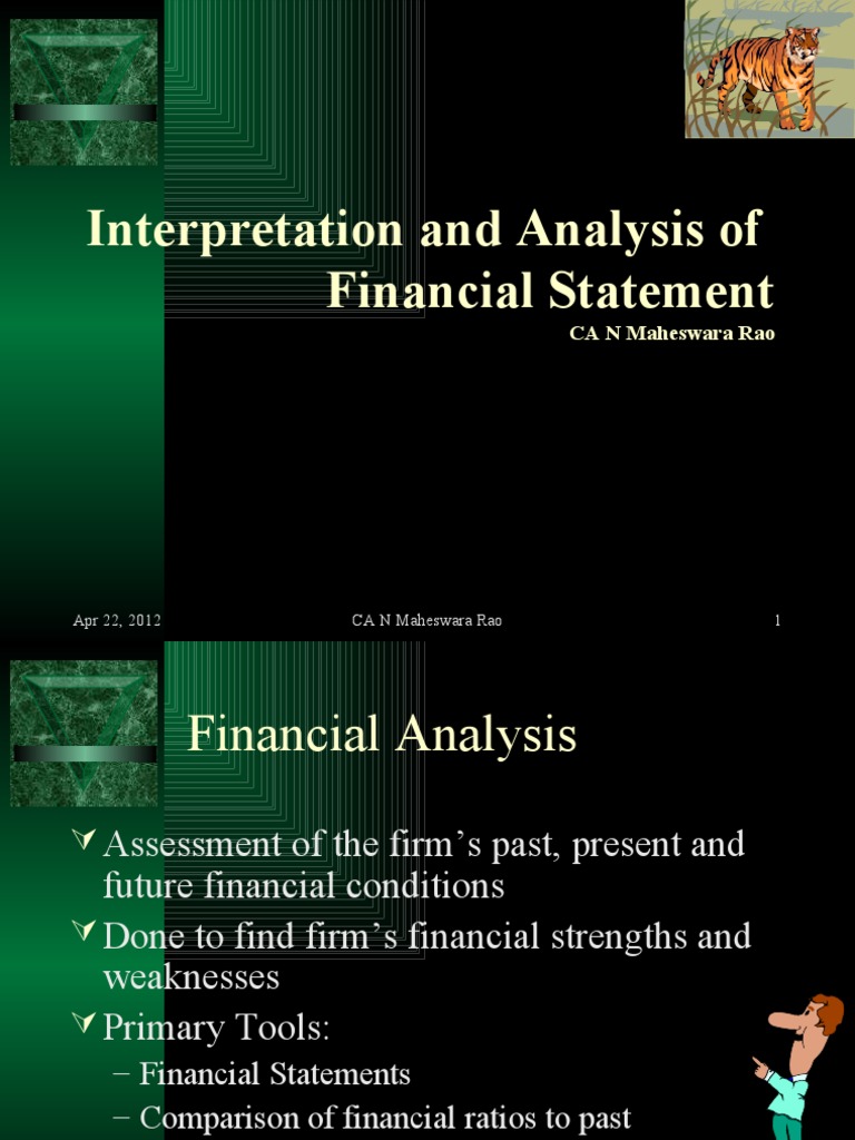 Interpretation and Analysis of Financial Statement: CA N Maheswara Rao ...