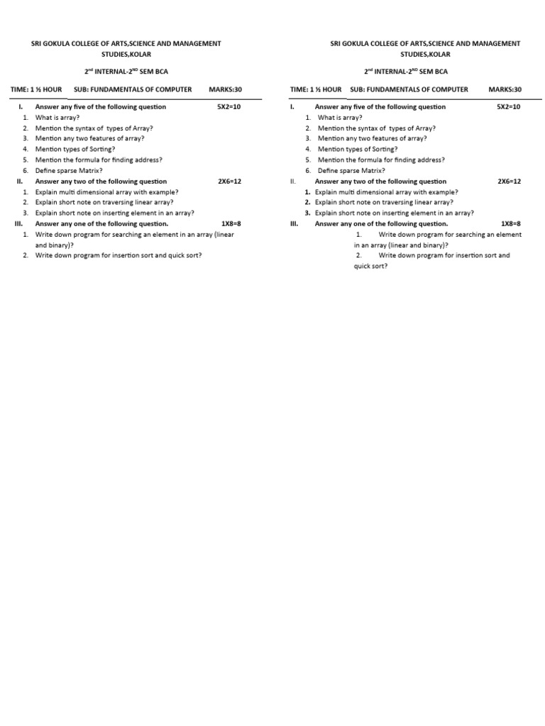 BCA 2nd Sem Computer Fundamentals | PDF