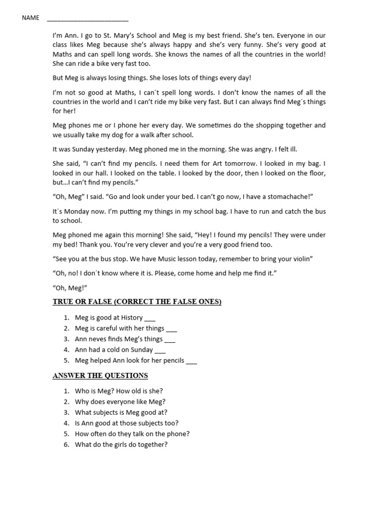 Reading Comprehension Reading Comprehension Exercises 117322 | PDF ...