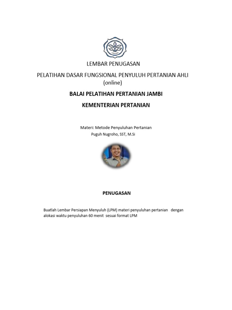 Lembar Penugasan Metode Penyuluhan Pertanian HARDIKA, SP | PDF