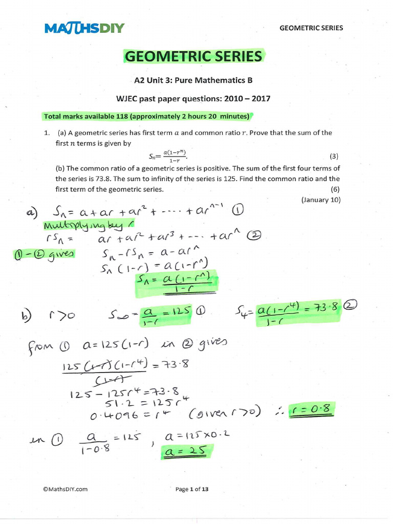 Geometric Series SOLUTIONS | PDF