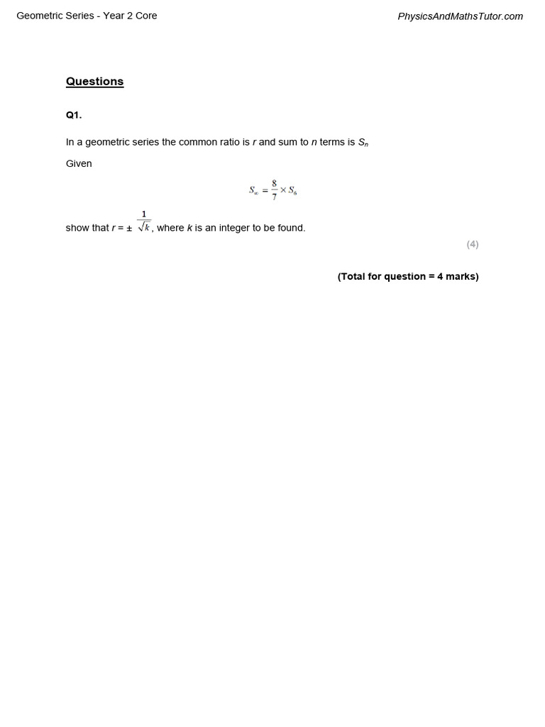 Geometric Series | PDF | Discrete Mathematics | Mathematical Objects