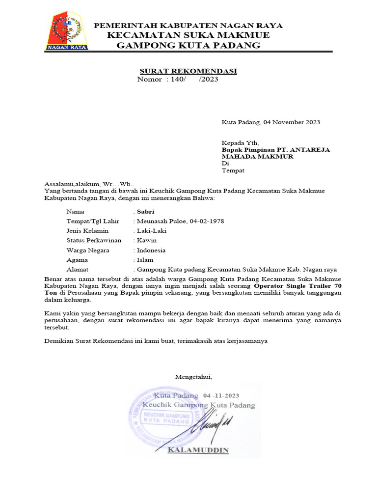 Rekomendasi Operator PT Antareja 2023 | PDF