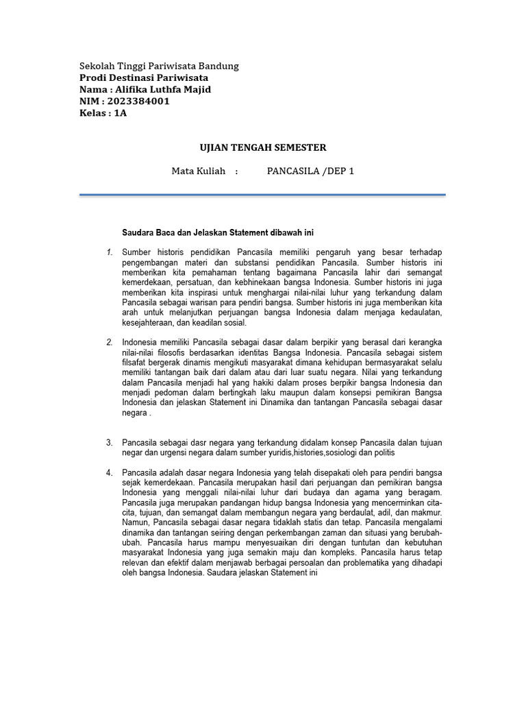 Uts Pancasila PDF | PDF