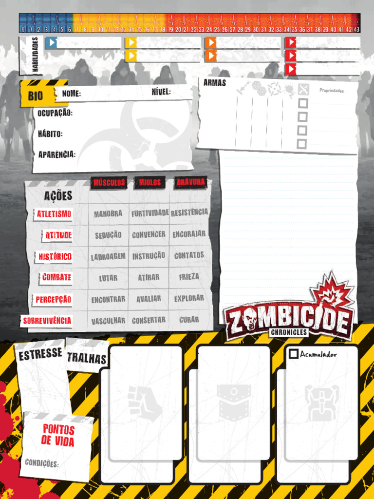 Zombicide Chronicles - Ficha de Personagem e Abrigo | PDF