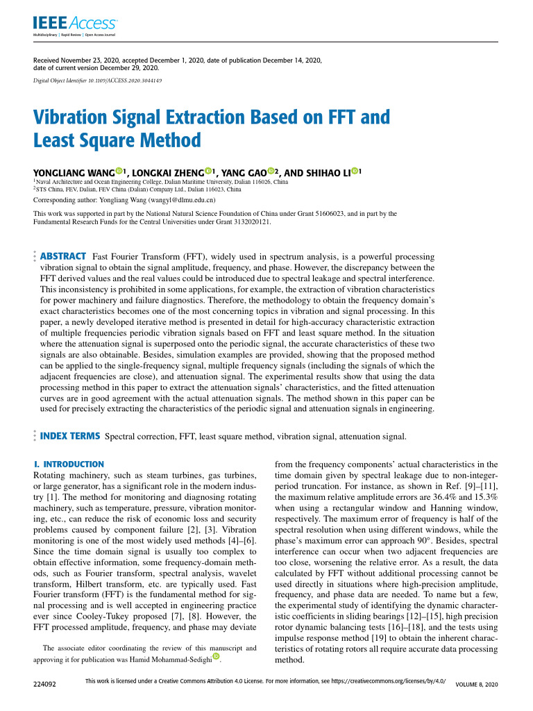 Vibration Signal Extraction Based On FFT and Least Square Method | PDF