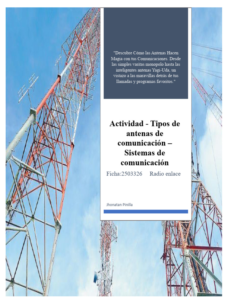 Tipos de Antenas de Comunicación | PDF | Antena (Radio) | Ingeniería ...