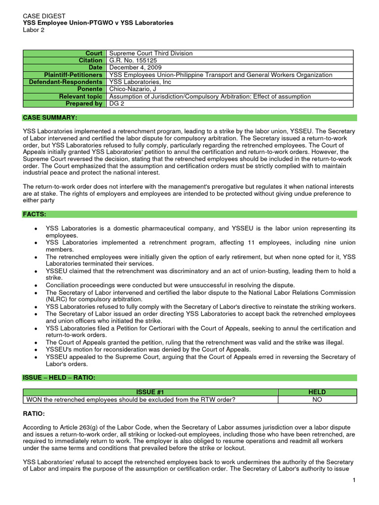 D - Ysseu-Ptgwo V Yss Laboratories - Eve1 | PDF | Strike Action ...
