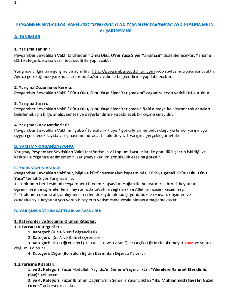 2024 Yarisma Sartnamemiz | PDF