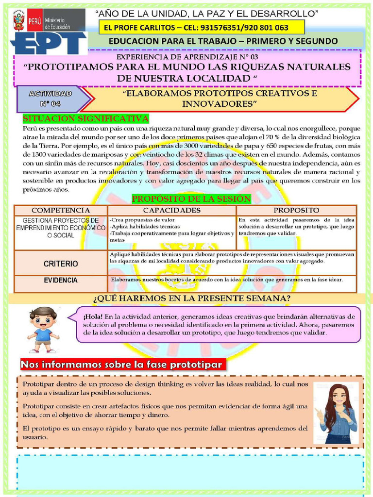 Experiencia de Aprendizaje 03 - Actividad 04 - 1ero y 2do Grado - Ept - 00001 | PDF
