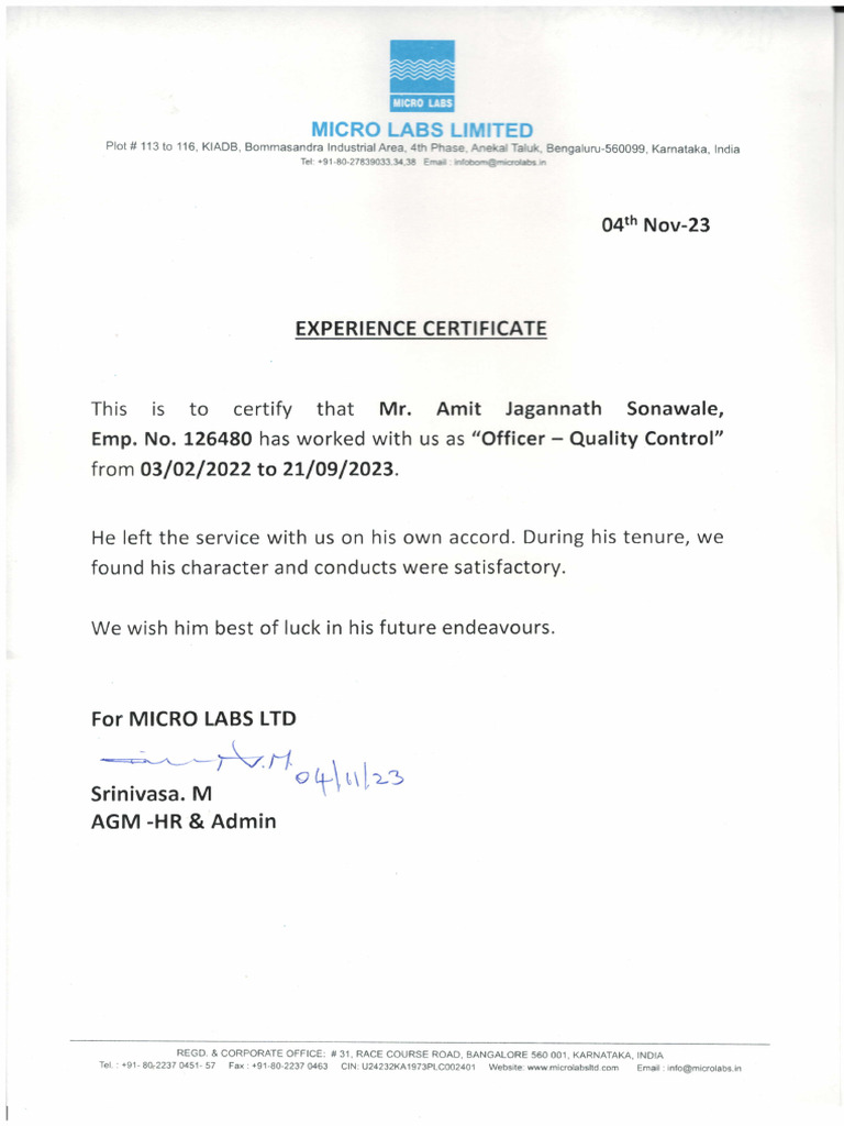 Experience Letter | PDF