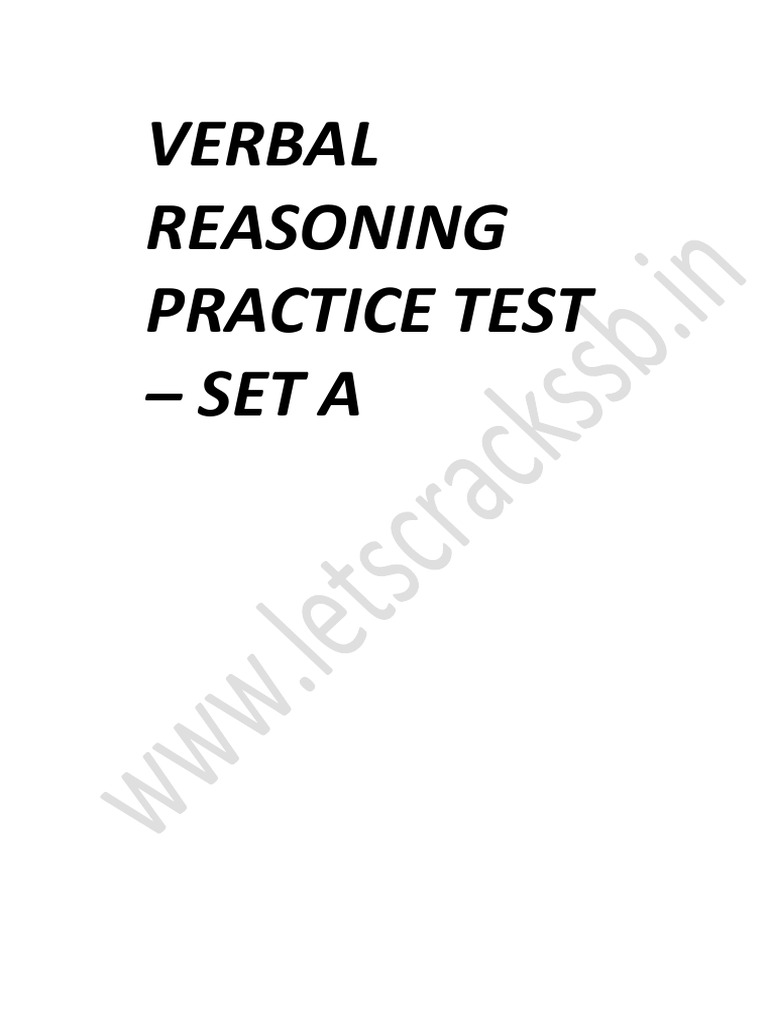 Verbal Reasoning Practice Test Set A | PDF