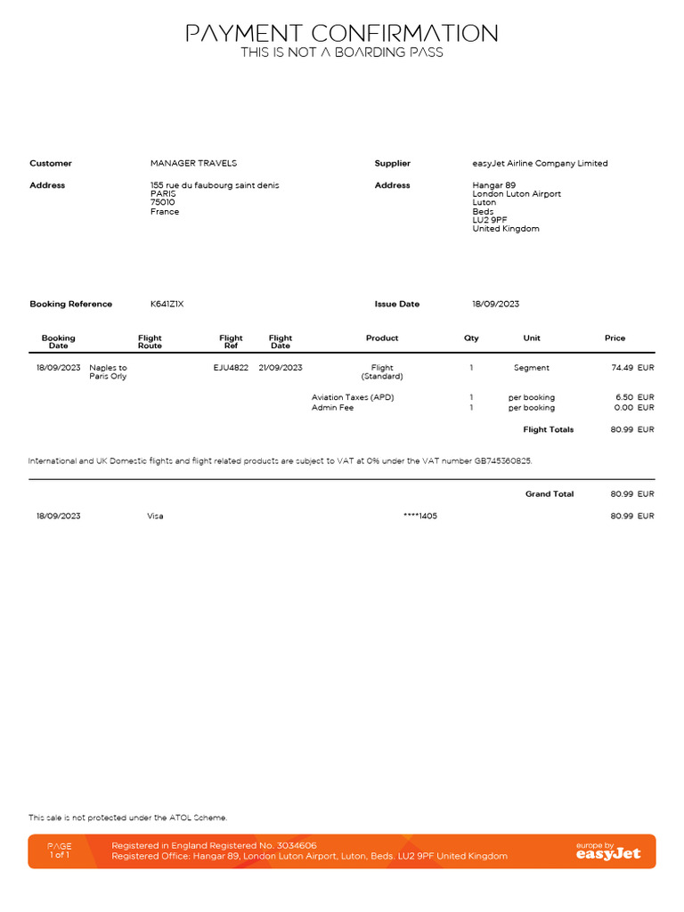 Payment Confirmation | PDF