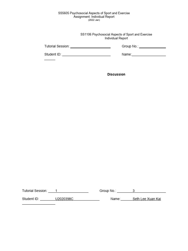 SS5605 - Individual Report Template | PDF | Social Psychology | Psychology