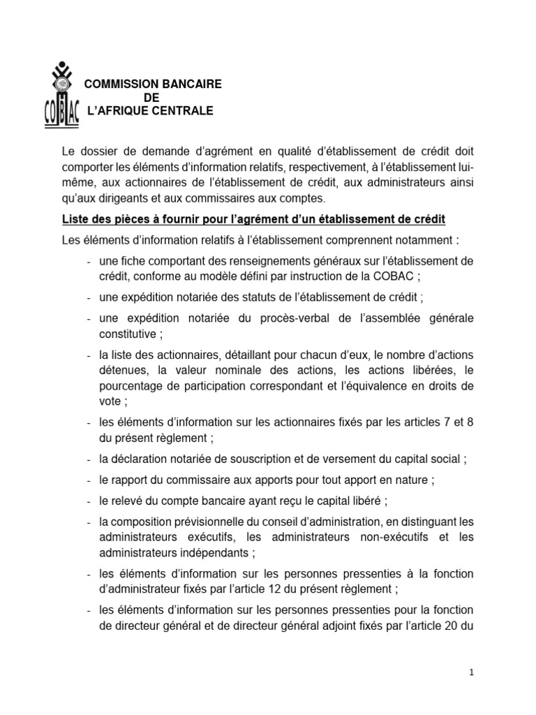 Liste Des Pieces A Fournir Pour Lagrement en Qualite Detablissement de ...