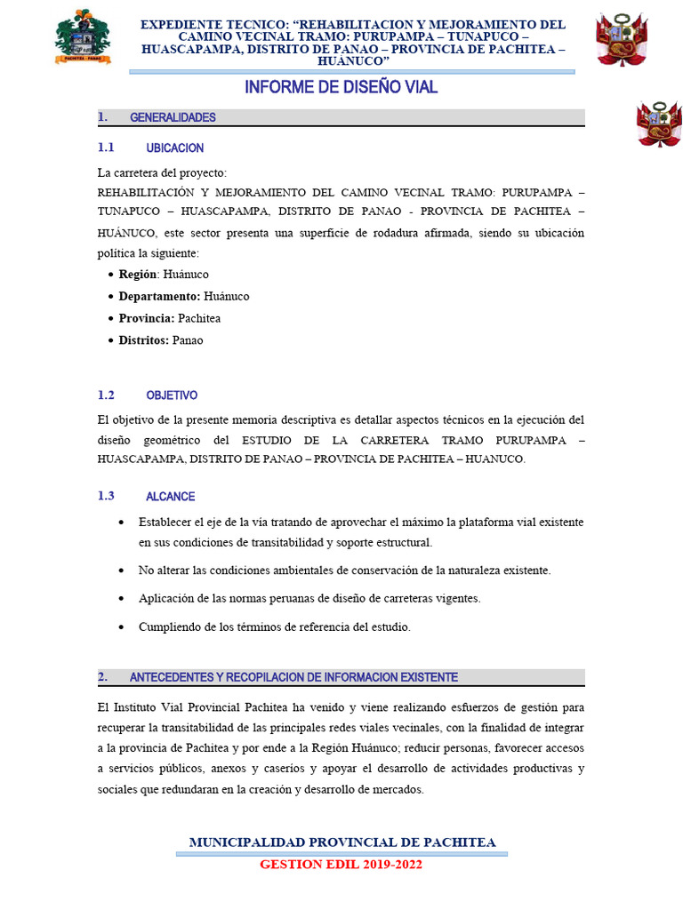 Informe Diseño Vial | PDF | Pendiente | Diseño