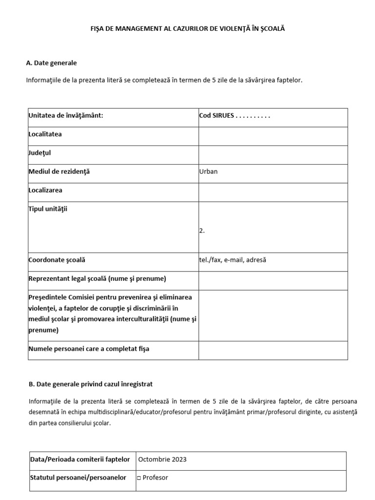 Fisa de Interventie | PDF