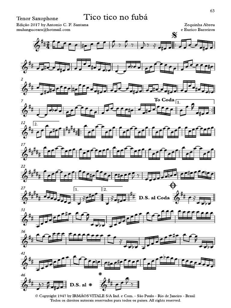 Tico Tico Sax Tenor | PDF
