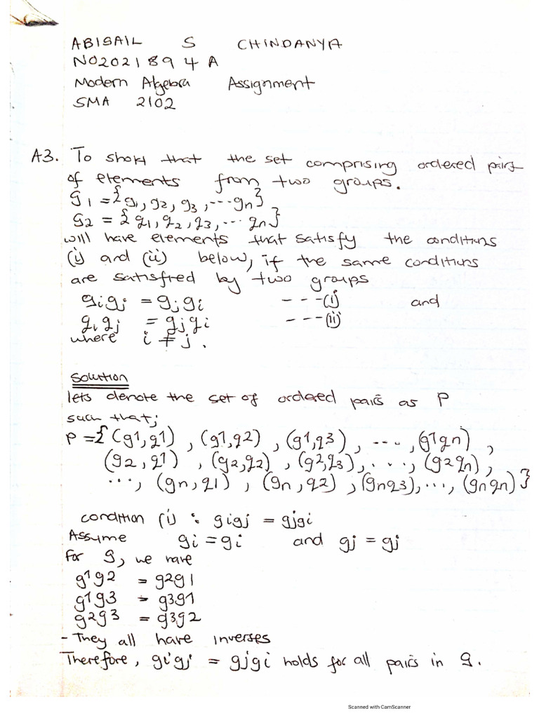 Modern Algebra Assignment For Abigail S Chindanya N02021894A | PDF