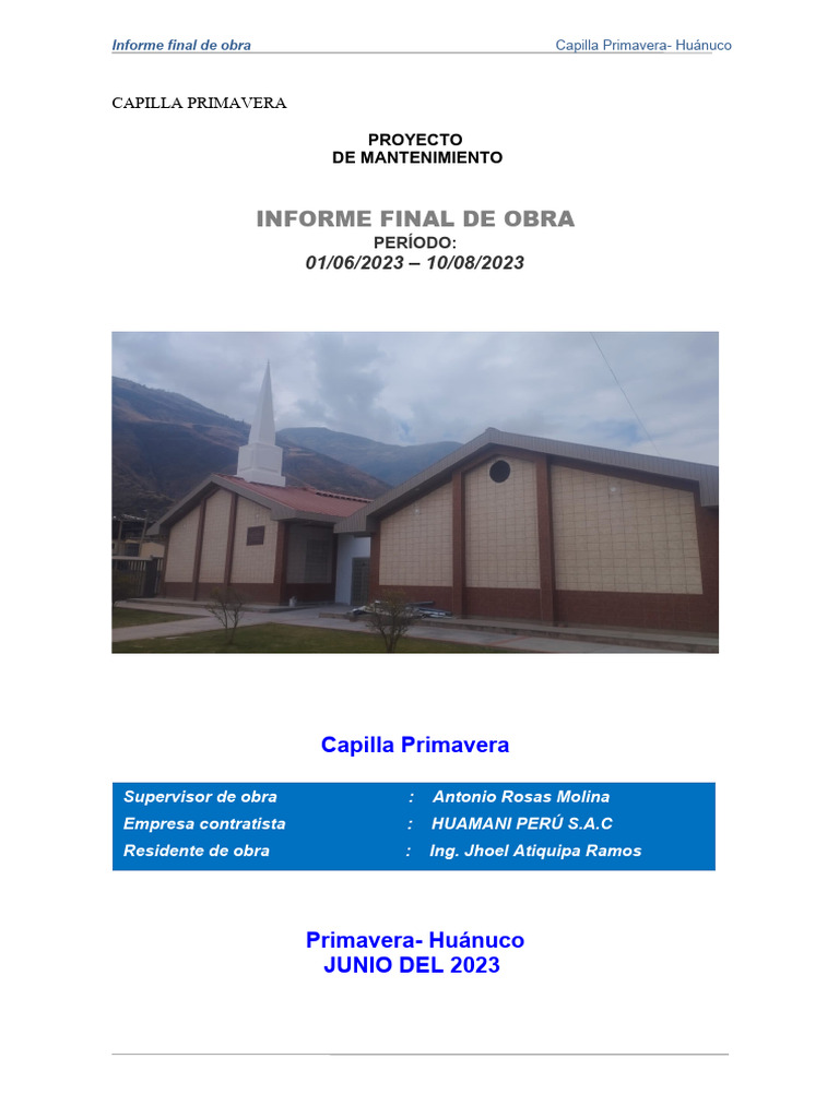 Informe Final - 2023.... | PDF | Hormigón