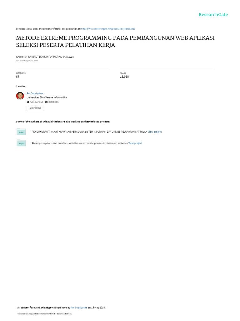 Metode Extreme Programming Pada Pembangunan Web AP | PDF