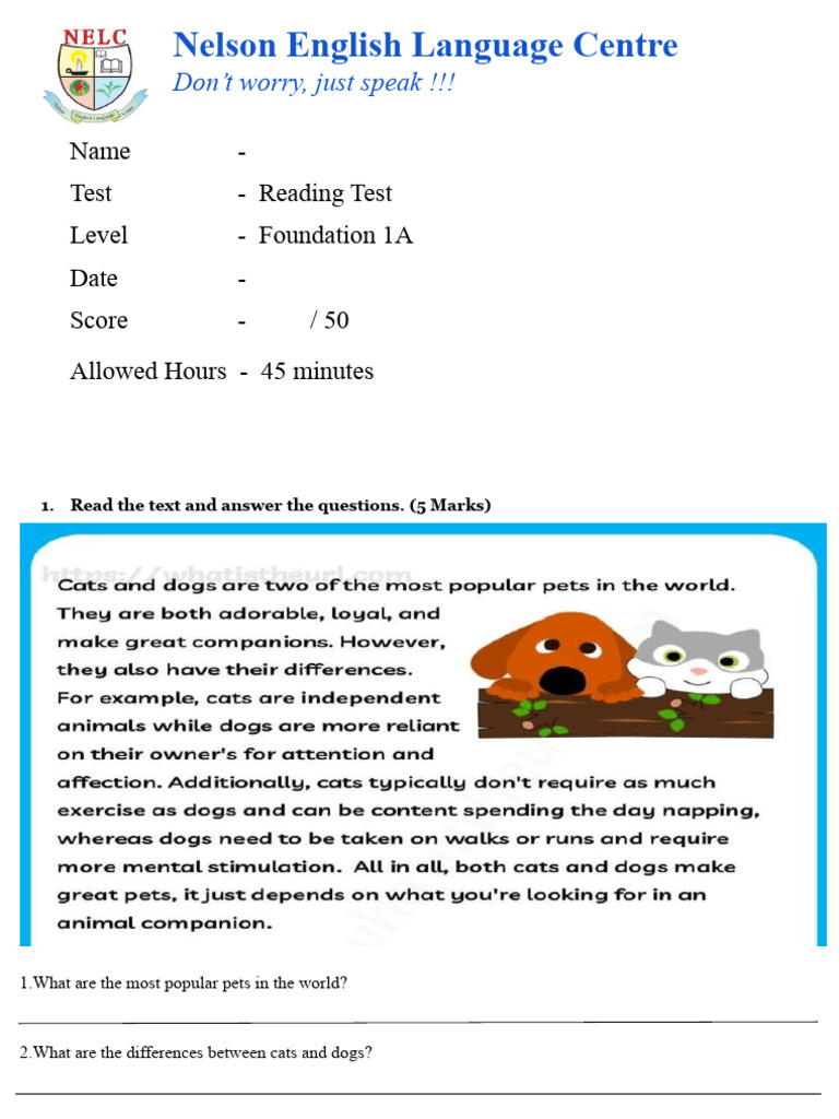 F-1B Reading Test | PDF