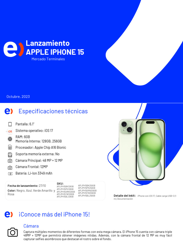 Presentación Iphone 15 | PDF | Yo telefono | Apple Inc.