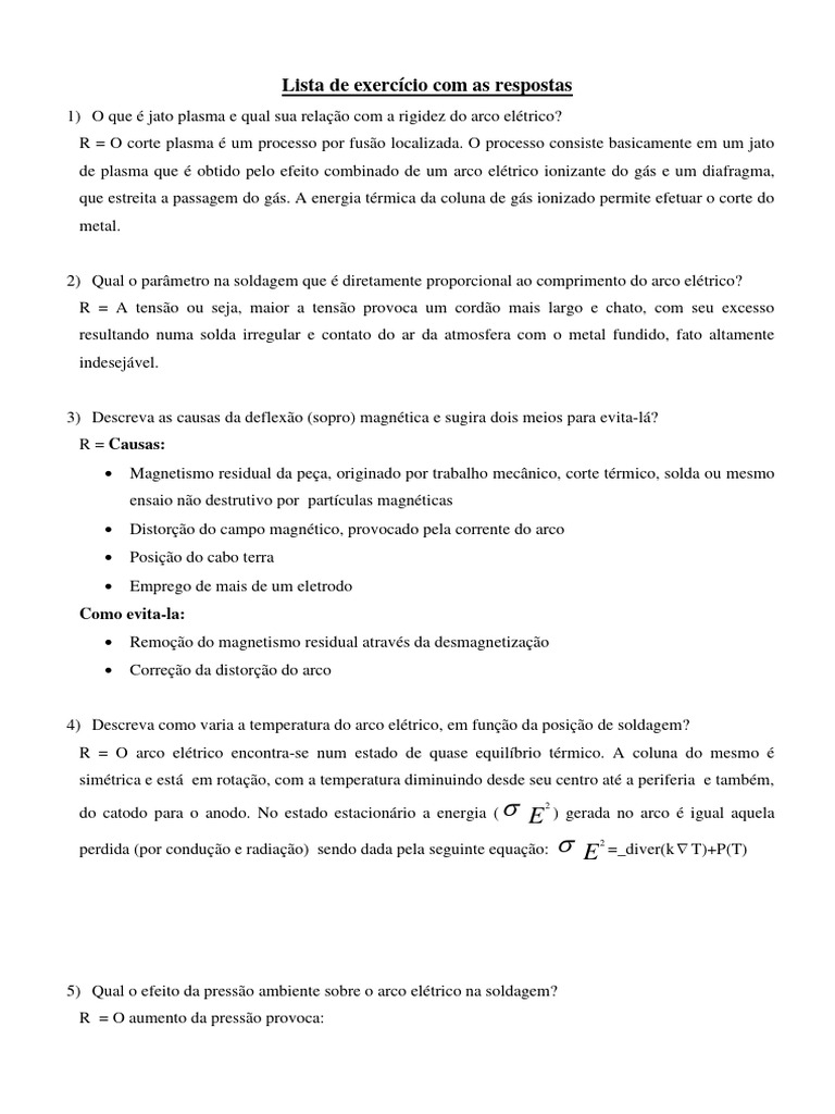LISTA - DE - EXERCICIO - Com Respostas | PDF
