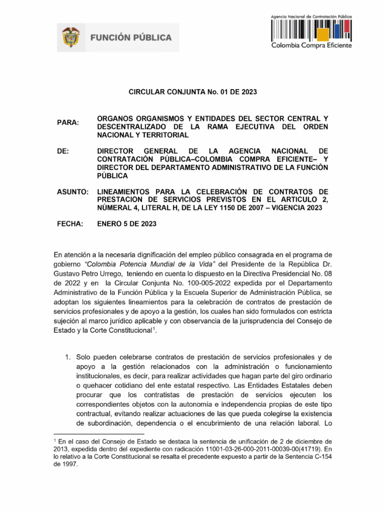 Circular Conjunta Colombia Compra | PDF
