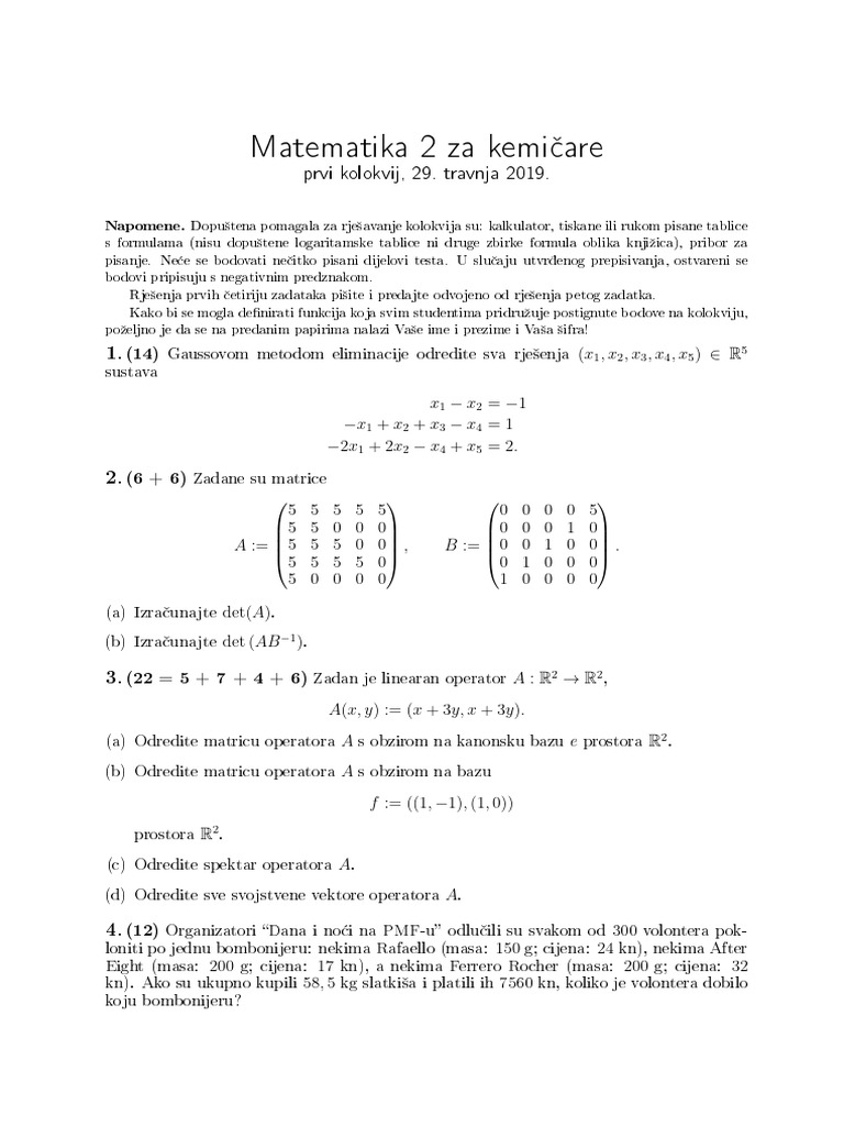 Mat2 Kol1 1819 | PDF