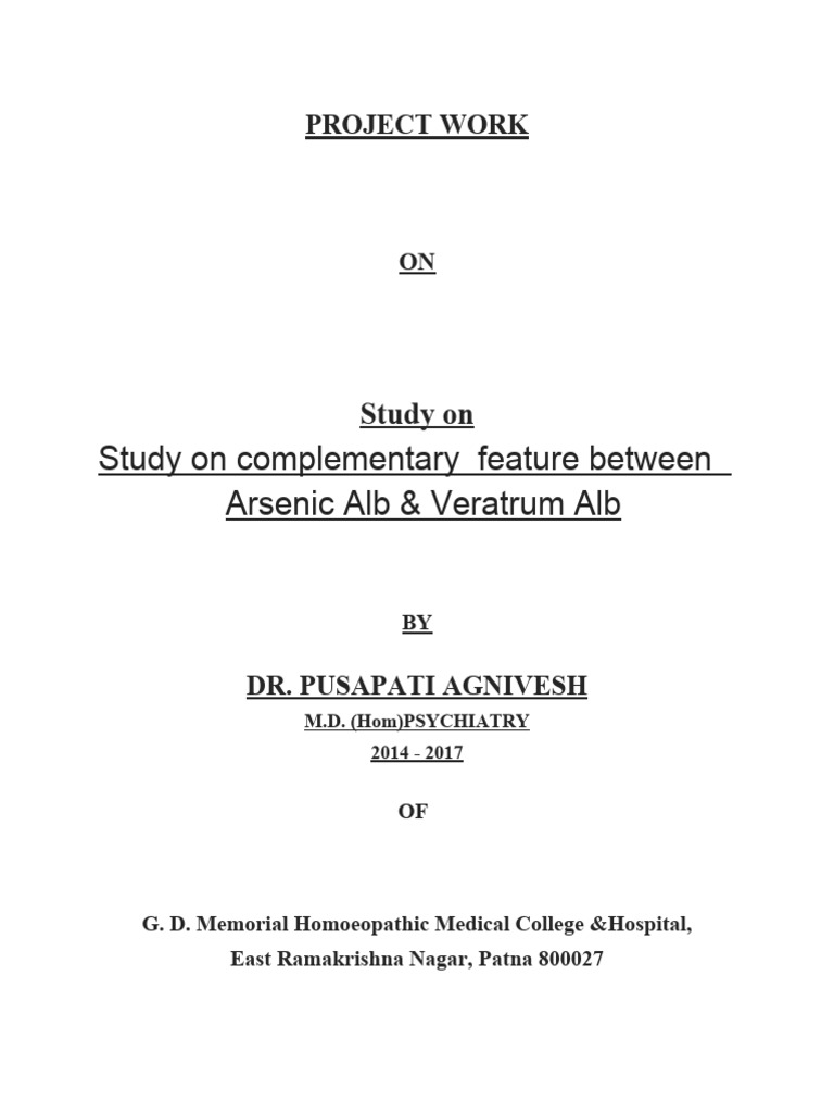 Complementary Study: Arsenic Alb & Veratrum Alb | PDF | Self-Improvement