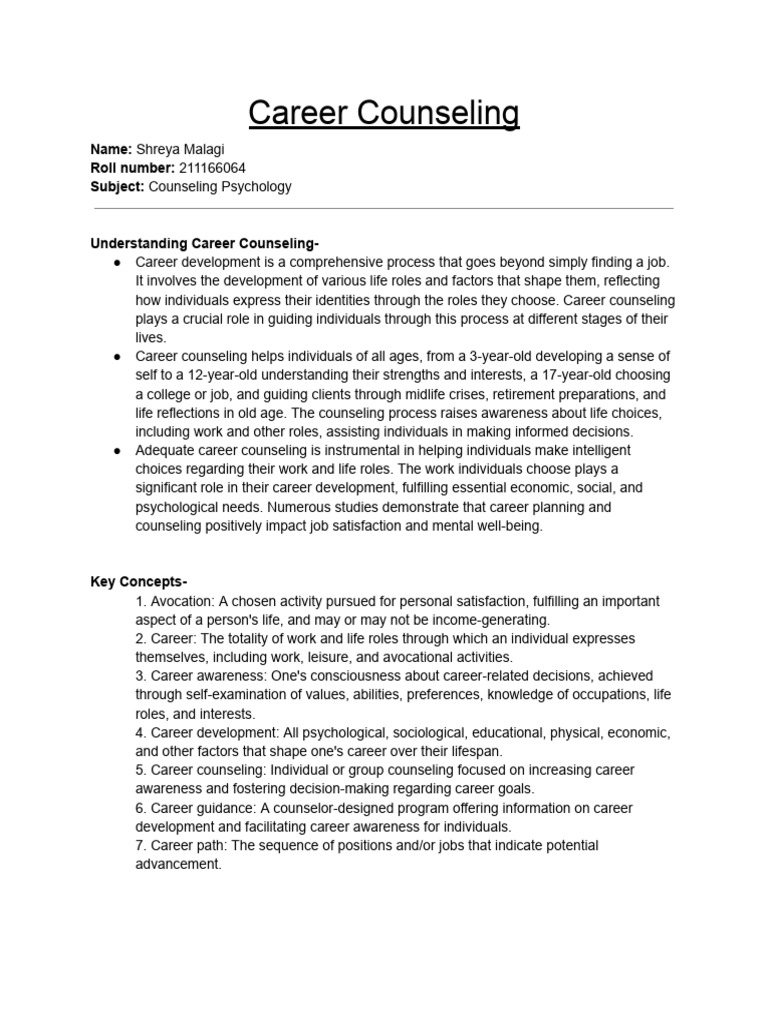 SDL - Career Counseling | PDF