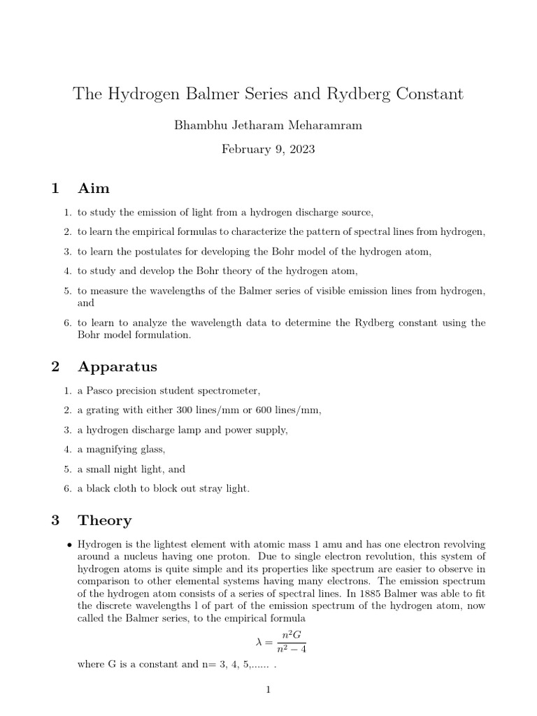 Rydberg | PDF | Diffraction | Molecular Physics