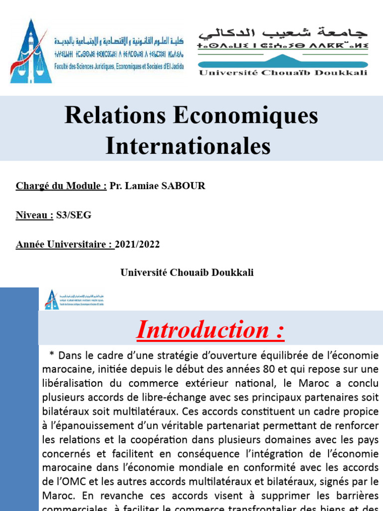 Impact des Accords de Libre-Échange au Maroc | PDF | Libre-échange | Maroc