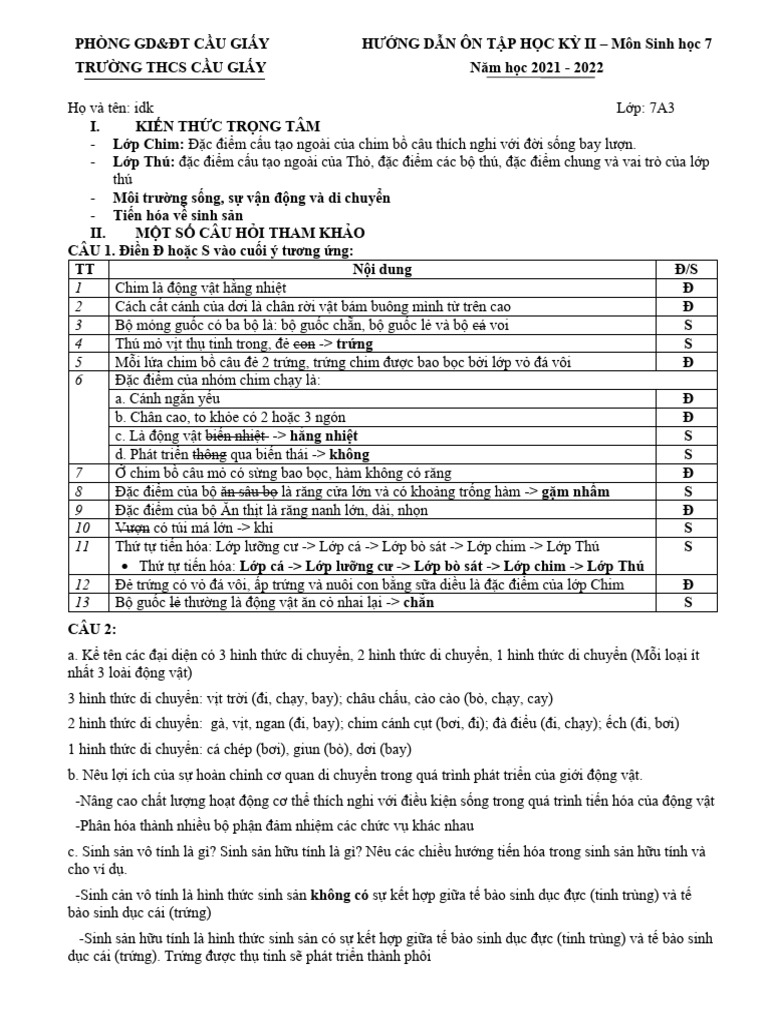 Đề cương Sinh | PDF