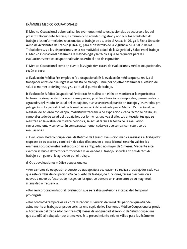 Exámenes Médico Ocupacionales Descargar Gratis Pdf Seguridad Y