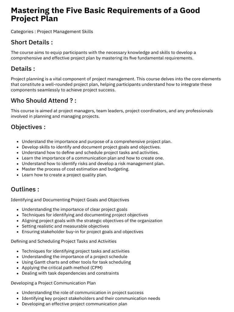 Project Planning Mastery Course | PDF | Project Management | Risk ...