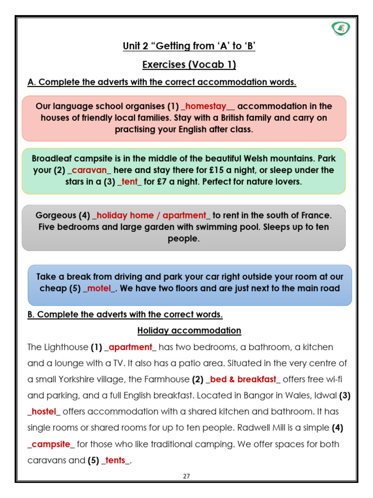 Vocab 1 Unit 2 | PDF