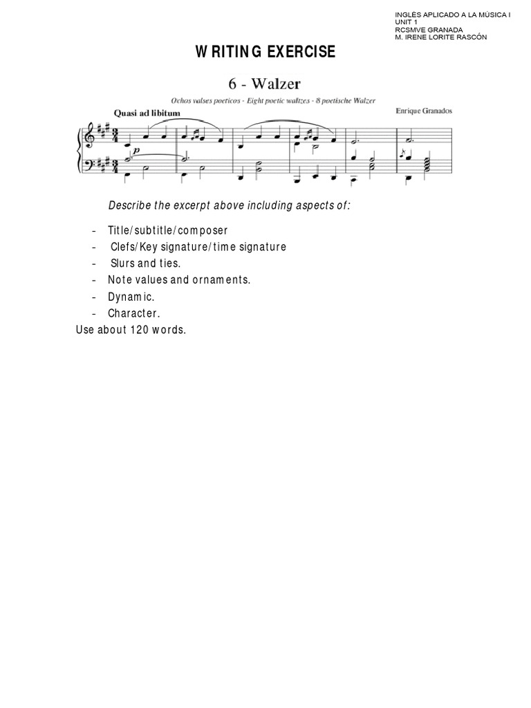 Writing Exercise Score | PDF