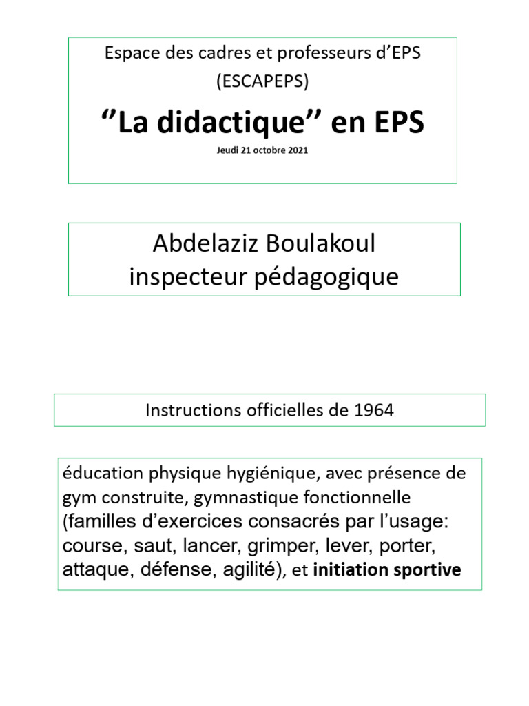 Didactique de l'EPS au Maroc | PDF | Pédagogie | Éducation physique