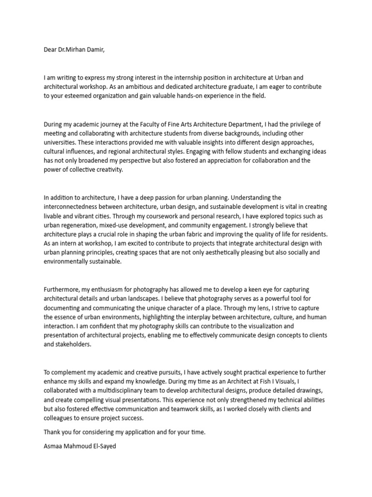 Motivation Letter | PDF | Design | Urban Design