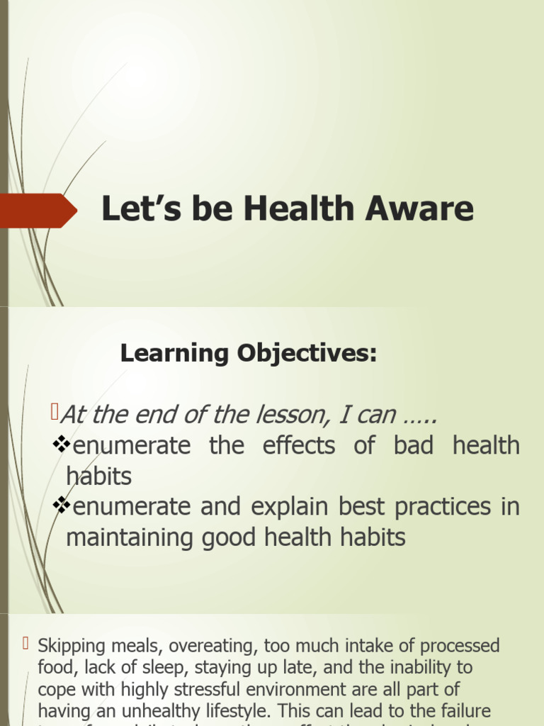 Lets Be Health Aware 3rd | PDF | Obesity | Eating