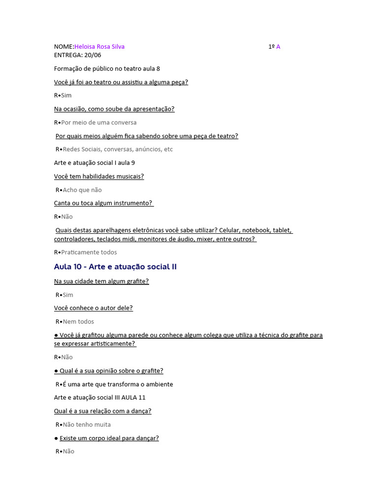 Atividade Avaliativa 1ab-3 | PDF | Ator