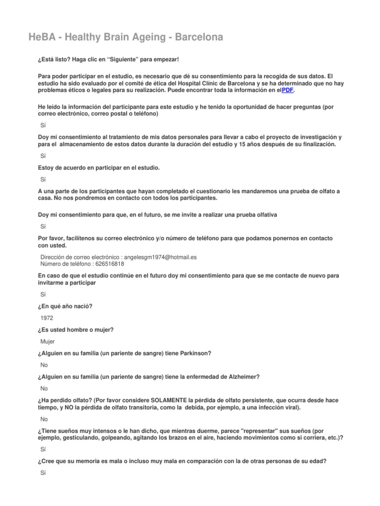 HeBA - Healthy Brain Ageing - Barcelona-Revisar | PDF | Cuestionario | Dormir