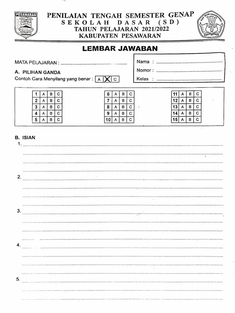 Contoh Lembar Jawaban | PDF