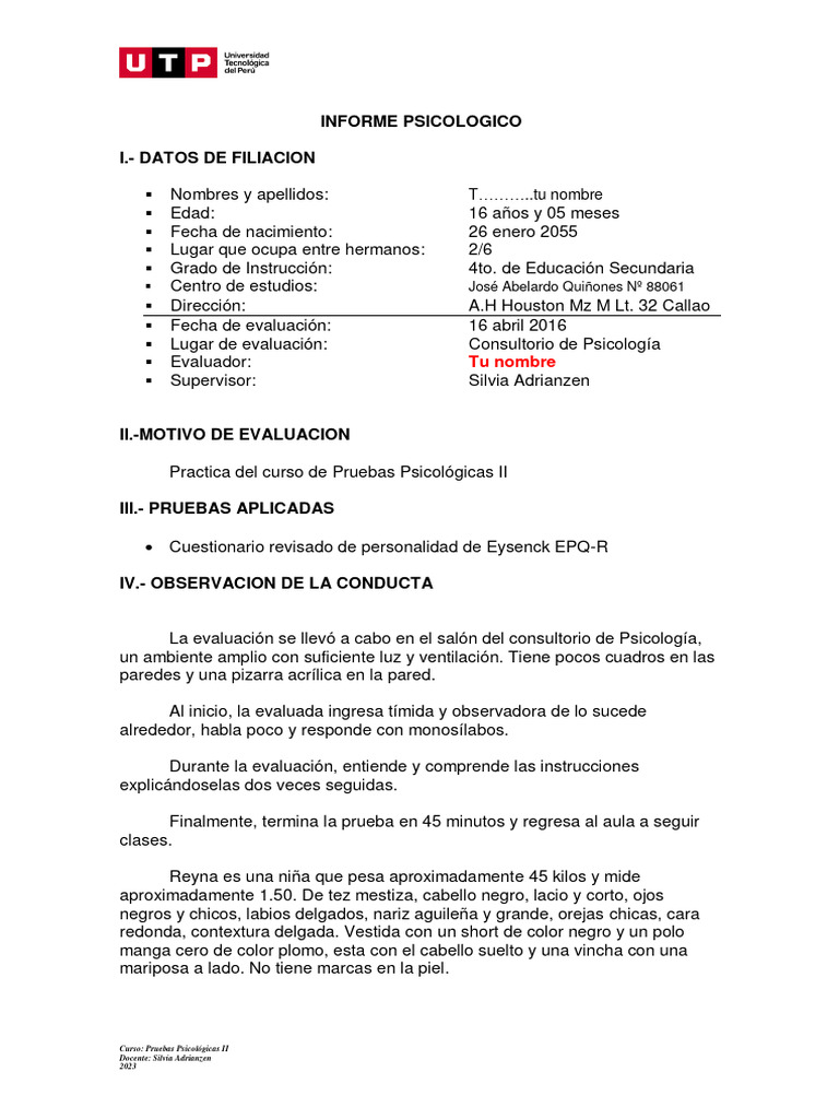 S12.s1 Material - Modelo Inf. Ps. Test EPQ-R | PDF | Sicología ...
