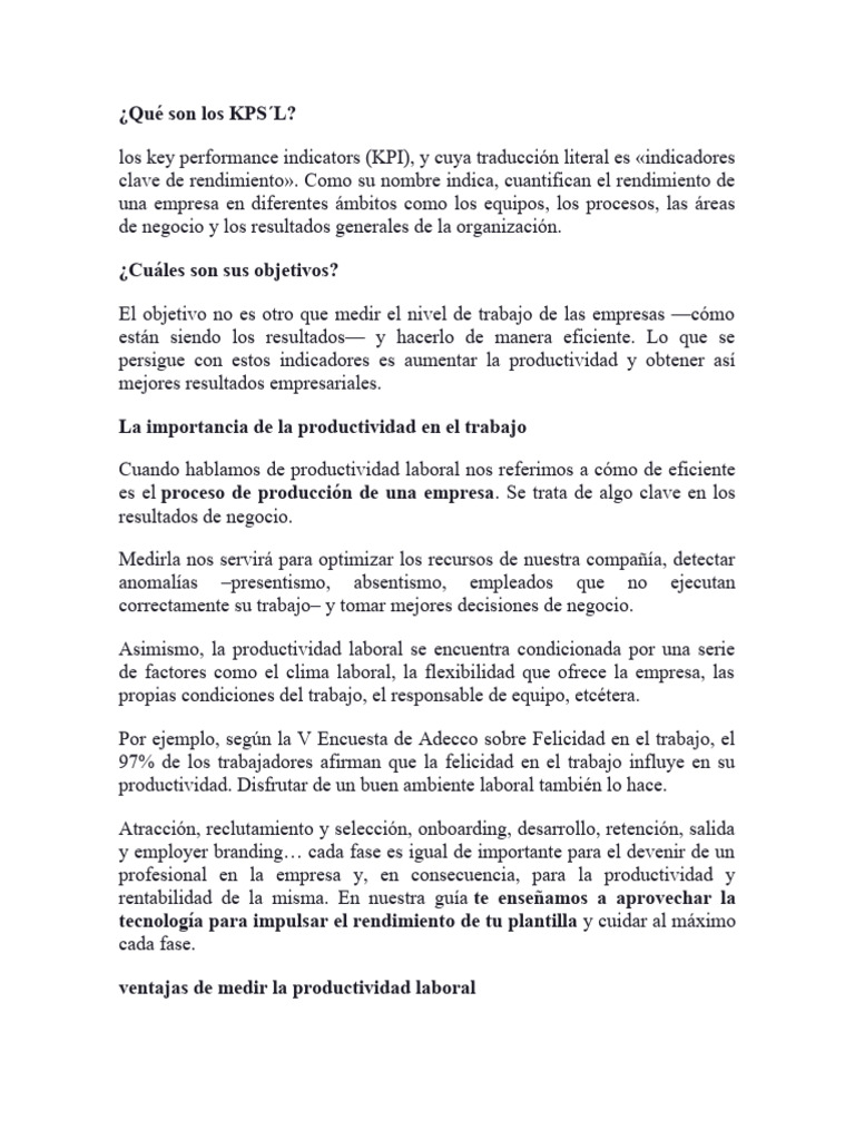 Qué son los KPS | PDF | Business | Gestión de recursos humanos